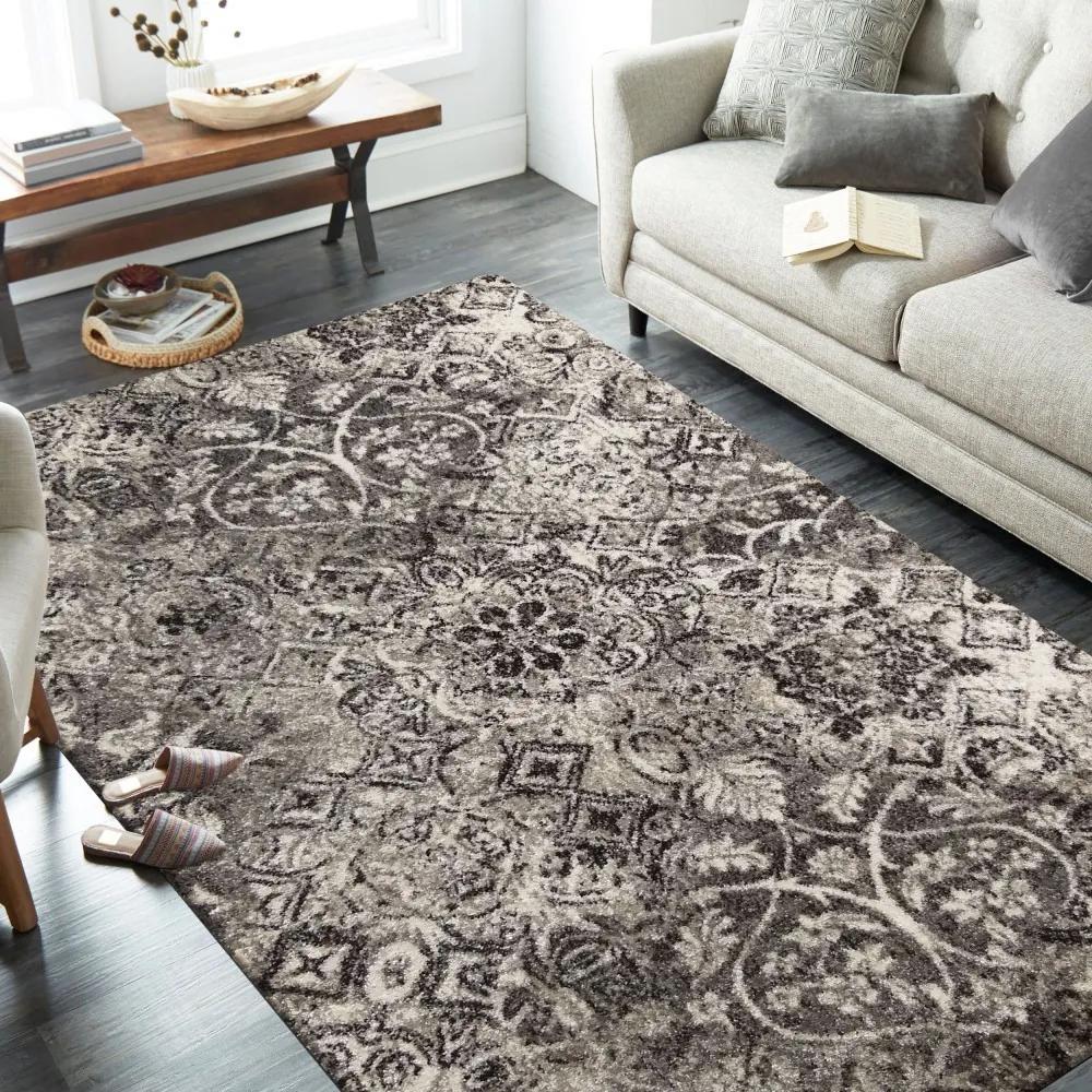 Moderní vzorovaný koberec hnědé barvy do obývacího pokoje Šířka: 120 cm | Délka: 170 cm
