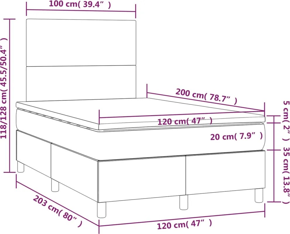Box spring postel s matrací krémová 120x200 cm umělá kůže 3142715