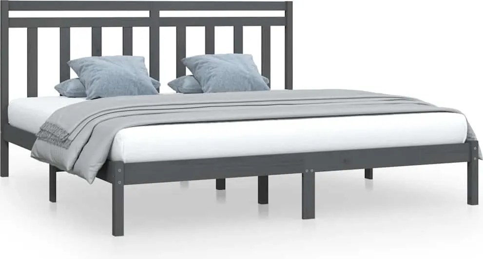 Rám postele šedý masivní dřevo 200 x 200 cm 3105272