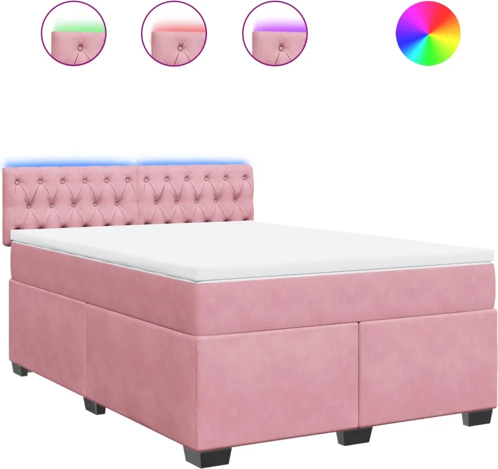 Box spring postel s matrací růžová 140x190 cm samet 3288617