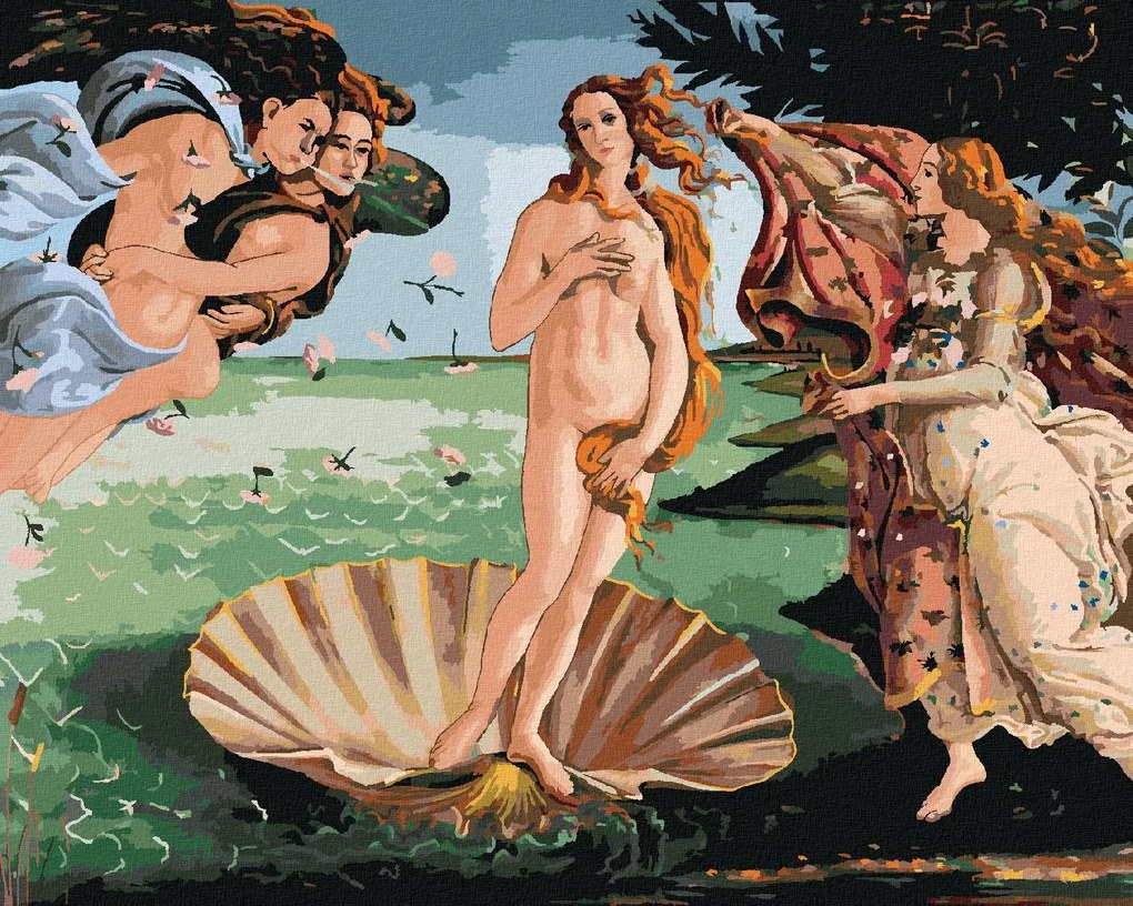 zuty malování podle čísel - zrozeni venuše (s. botticelli), 80x100 cm, bez rámu a bez vypnutí plátna