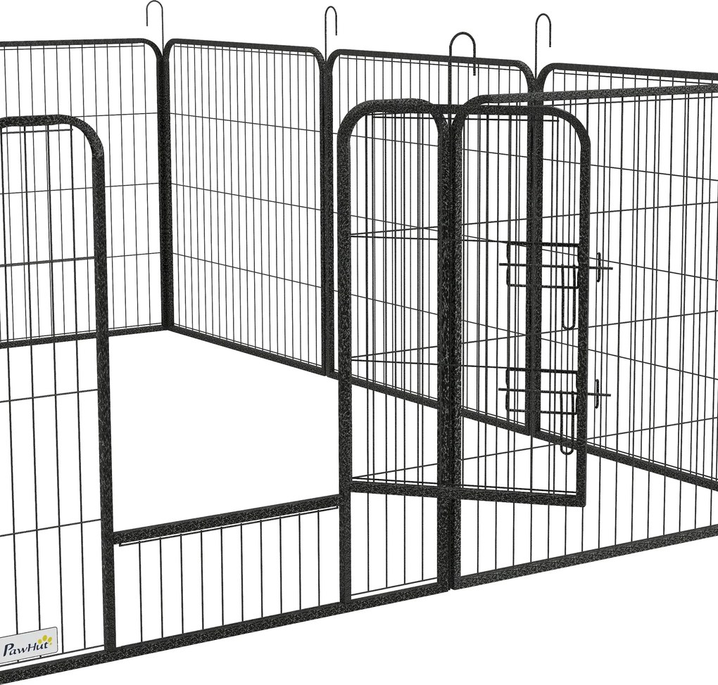 PawHut Deluxe modulární ocelová epoxidová ohrada se zámkem pro psy, králíky, hlodavce a další malá zvířata, 80 x 80 cm, šedá | Aosom