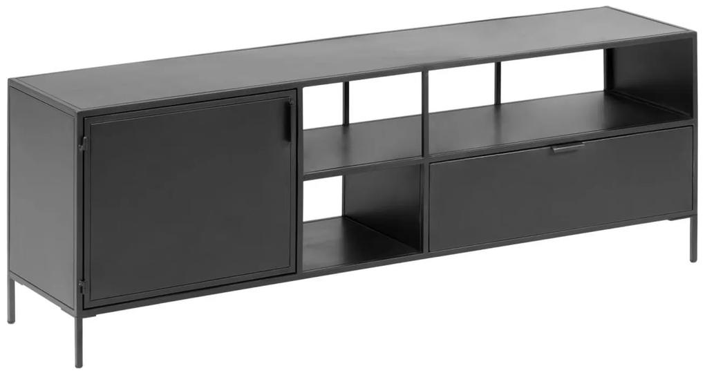 OnaDnes -20% Černý kovový TV stolek Kave Home Shantay 150 x 35 cm