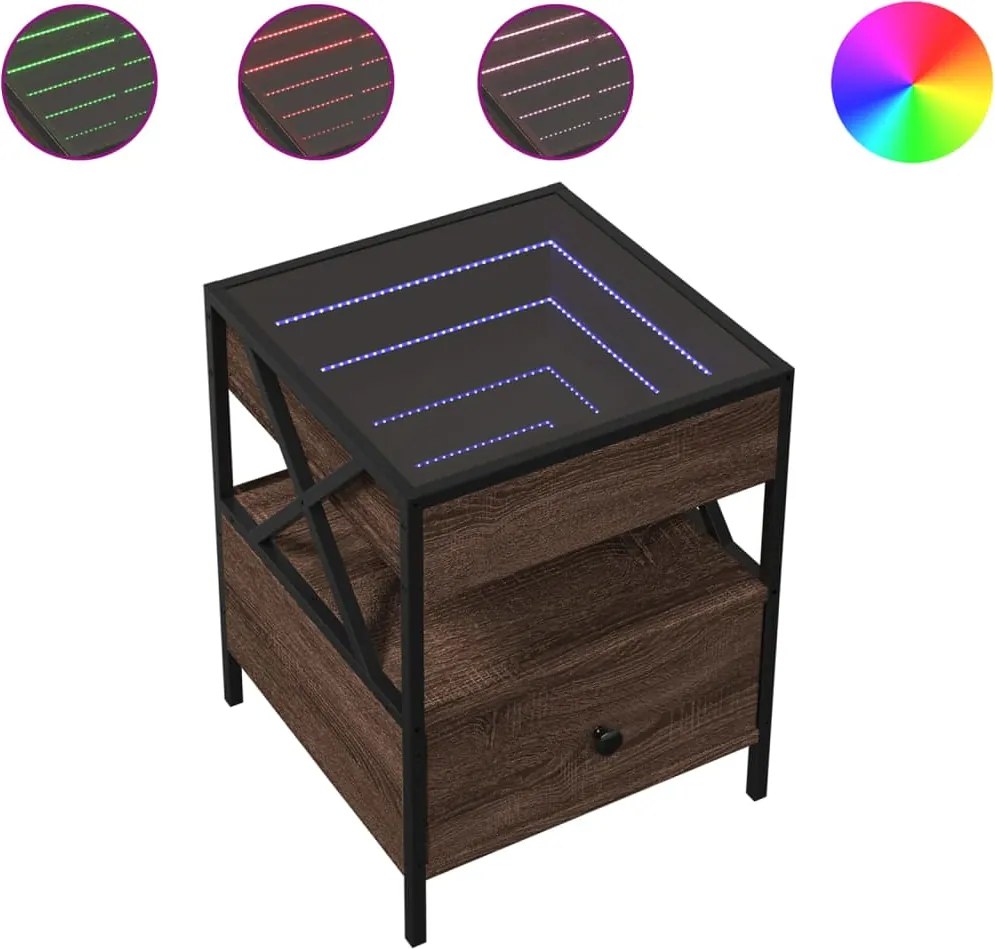 Noční stolek s Infinity LED hnědý dub 40 x 40 x 51 cm 3284105