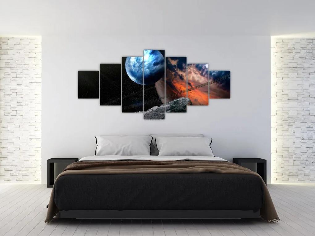 Obraz planety ve vesmíru (210x100 cm)
