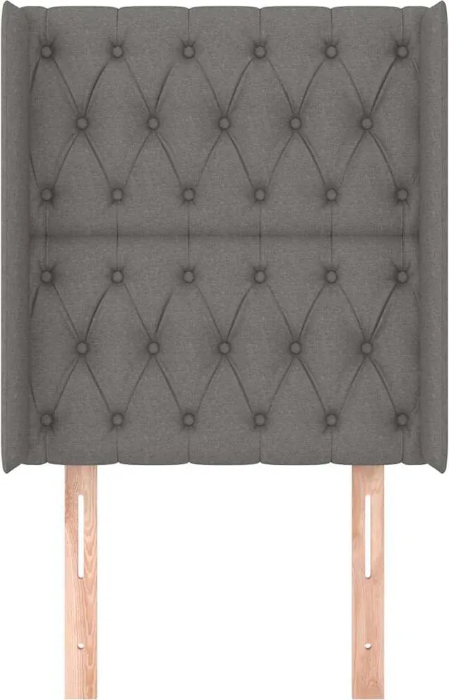 Čelo postele typu ušák tmavě šedé 83x16x118/128 cm textil 3119891