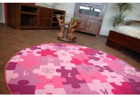 Dětský kulatý koberec PUZZLE fialový Rozměr: průměr 133 cm