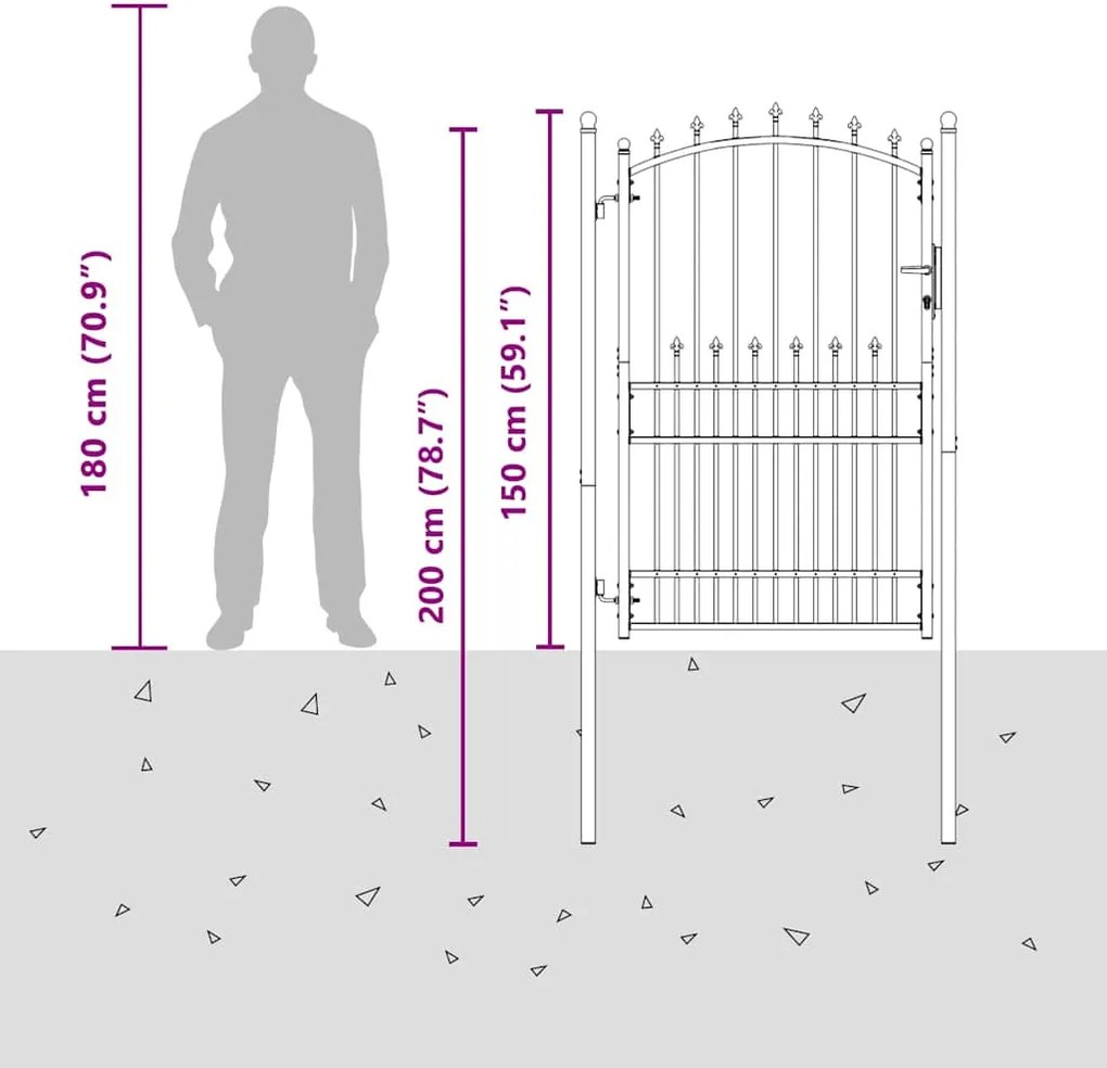vidaXL Marketos Plotová branka EMMEN s hroty ocelová 104 x 147 cm zelená