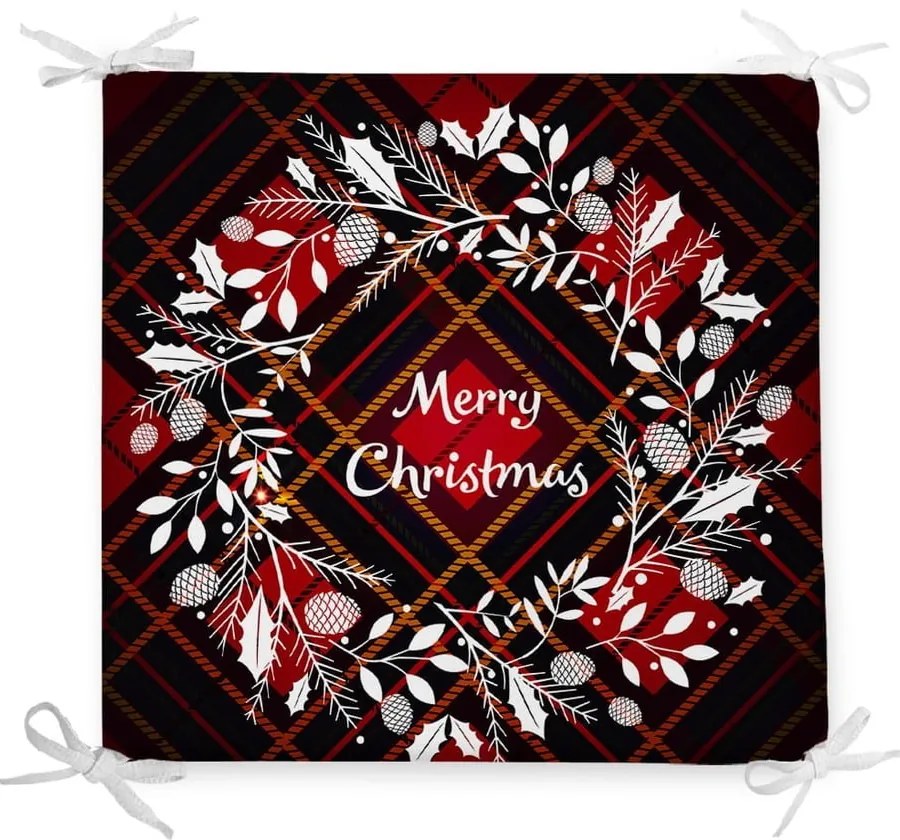Vánoční podsedák s příměsí bavlny Minimalist Cushion Covers Xmas Wreath, 42 x 42 cm