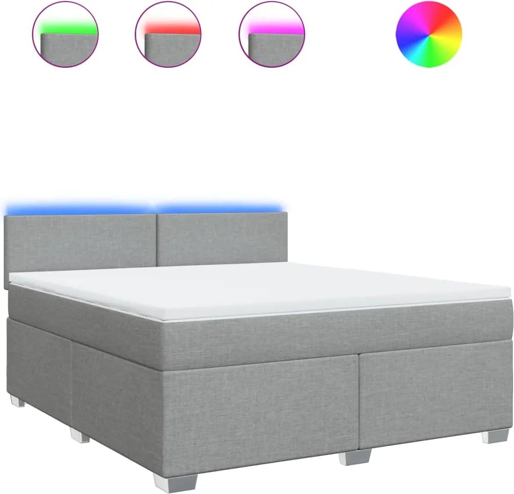Box spring postel s matrací světle šedá 180 x 200 cm textil 3288260