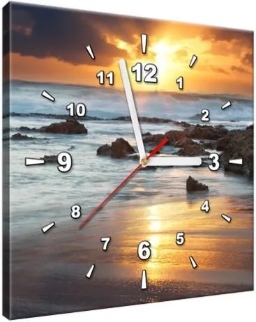 Tištěný obraz s hodinami Západ slunce nad oceánem 30x30cm ZP2482A_1AI