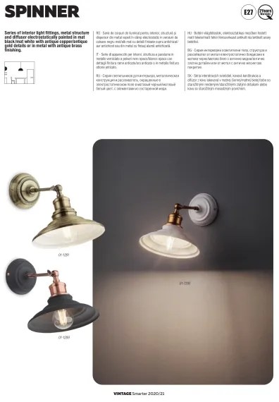 Redo 01-1289 - Nástěnné svítidlo SPINNER 1xE27/42W/230V