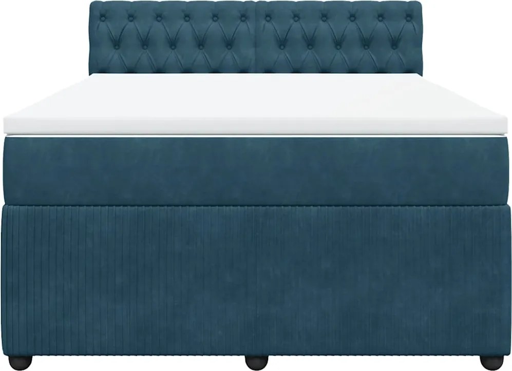 Box spring postel s matrací modrá 140 x 190 cm samet 3290044
