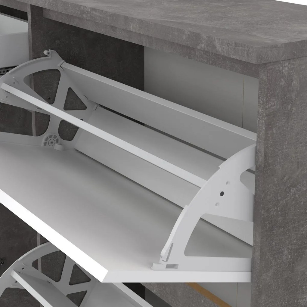 FALCO Botník Simplicity 206 beton/bílý lesk