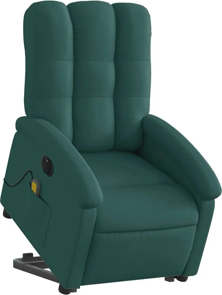 Elektrické zvedací masážní polohovací křeslo zelené textil 3204134