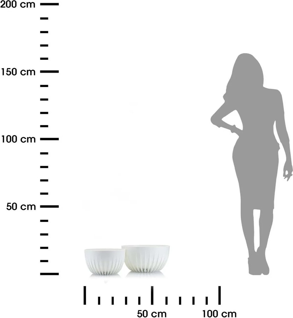 PLASTOVÝ KVĚTINÁČ STRIPPED ECO SADA 2KS 16X30 CM+15X24 CM BÍLÁ