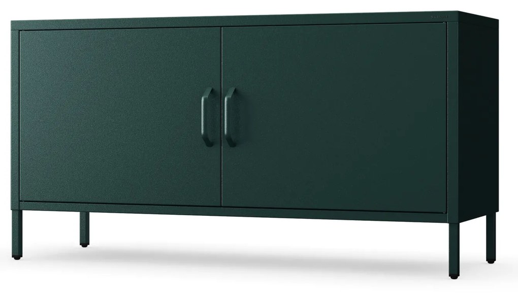 TV skříňka kovová na nožičkách lahvově zelená, 1150x595x400 mm: ROSA Modern