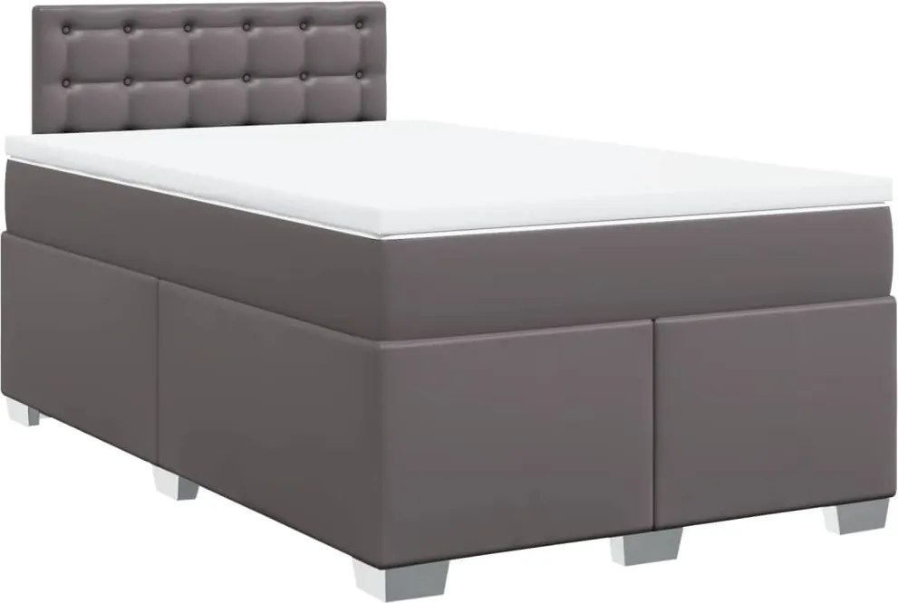 Box spring postel s matrací šedá 120x190 cm umělá kůže 3286114