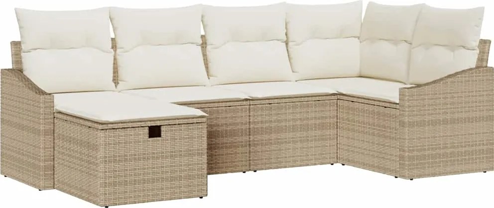 Set pohovek s polštářem s úložištěm Béžová a krémová polyratan 3359280