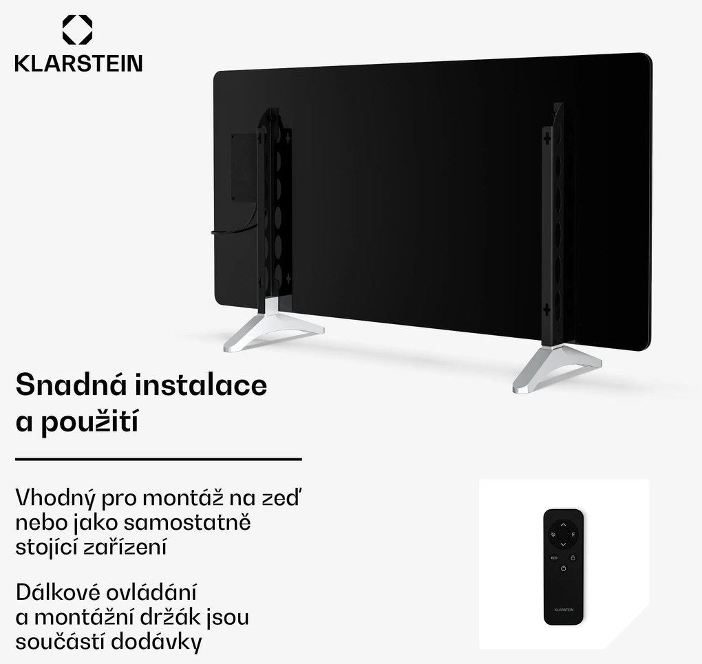 Klarstein Wonderglass infračervený panel | 720 W | 3 - 7 m² | Moderní skleněný design | 120 cm x 68 cm