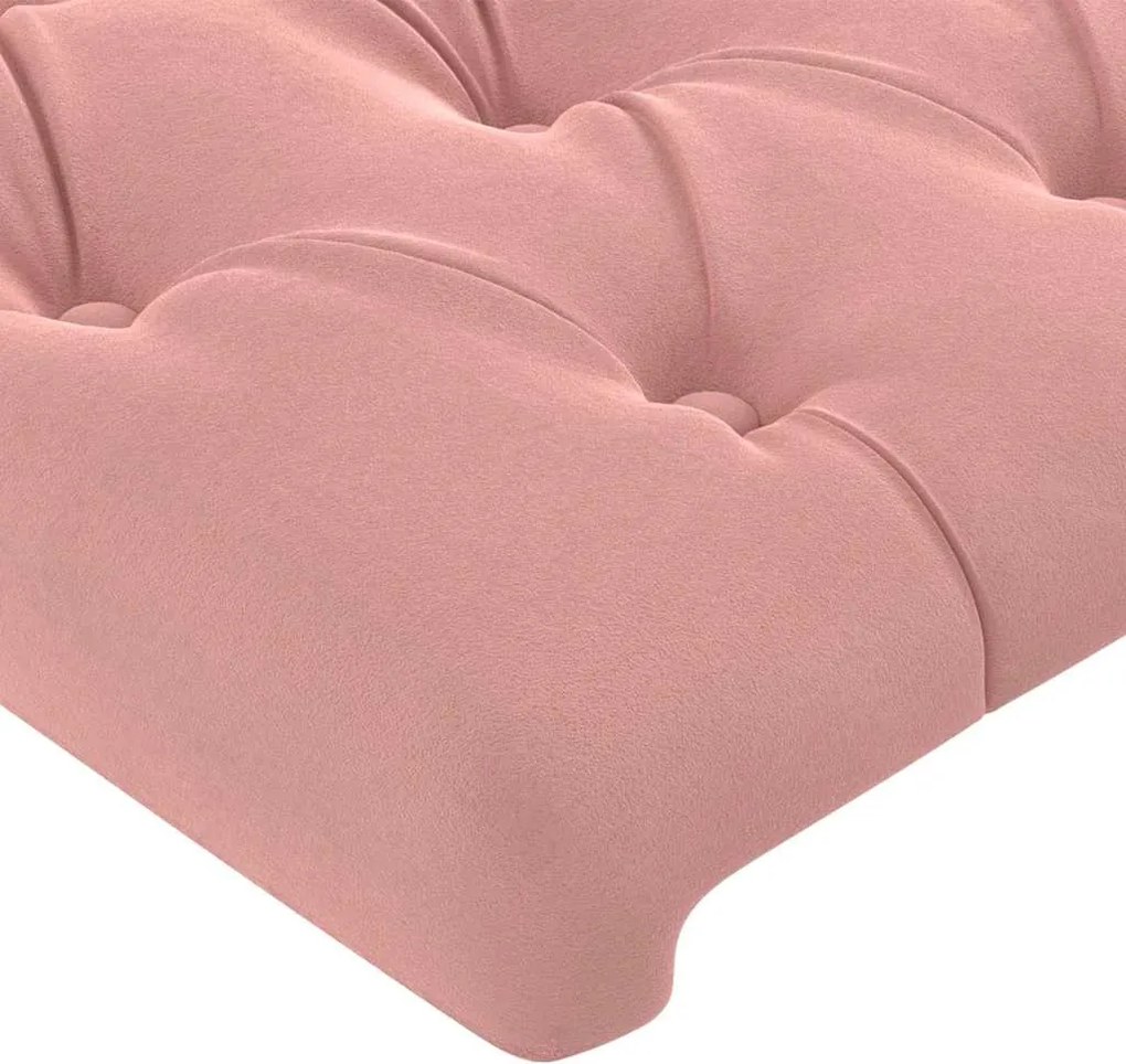 Čelo postele typu ušák růžové 83 x 23 x 118/128 cm samet 3118339