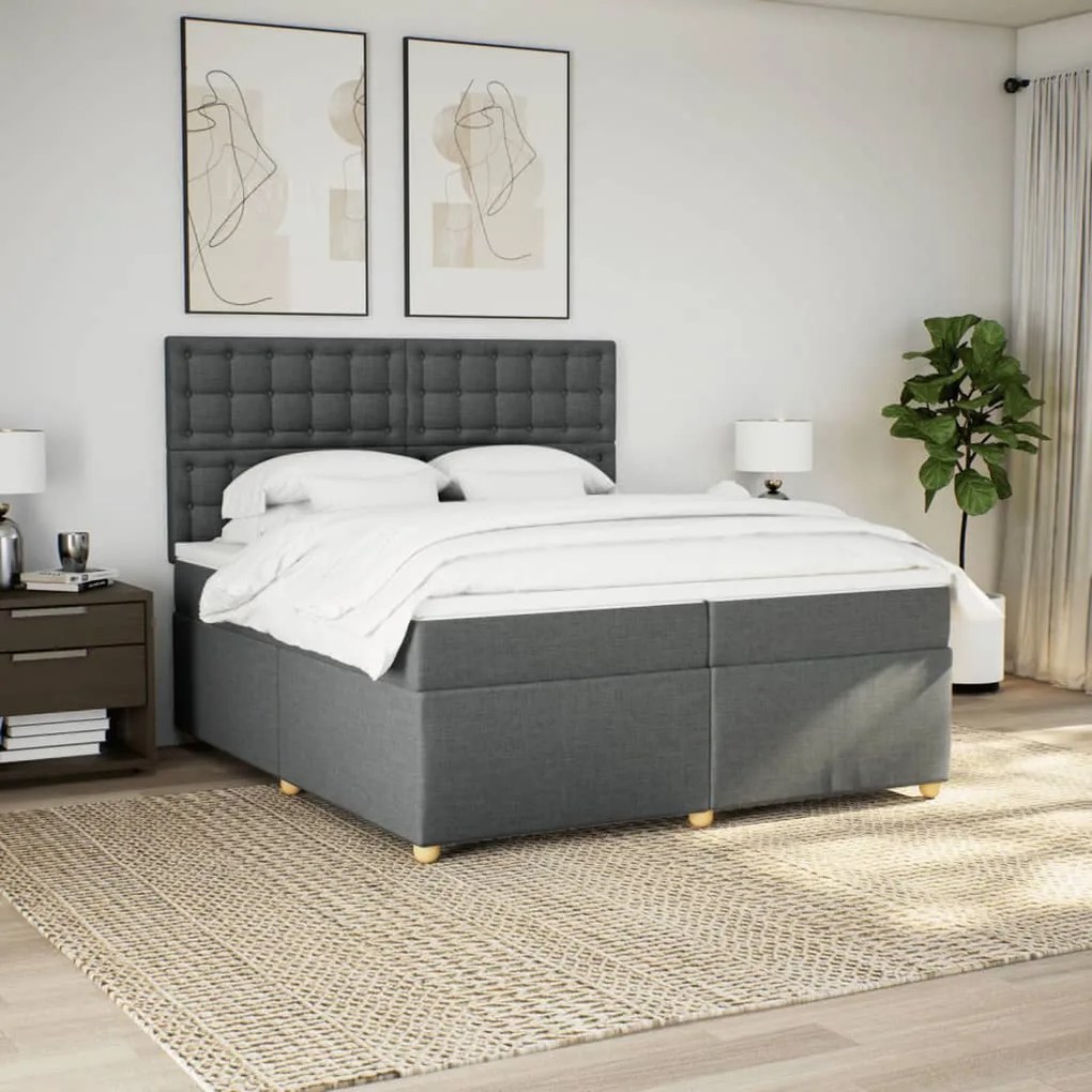 Box spring postel s matrací tmavě šedá 200x200 cm textil 3293702