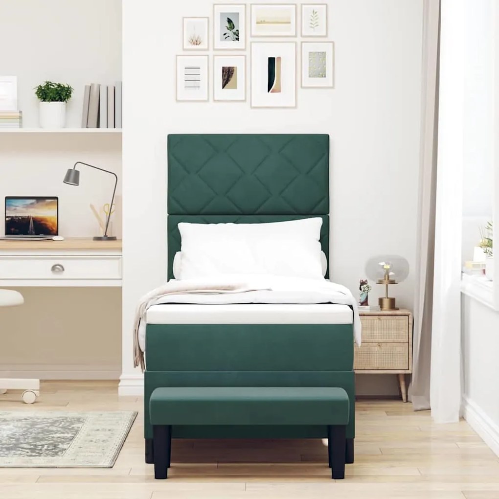 Postel s boxspringem s čelo Tmavě zelená 200 x 80 cm samet 3344543