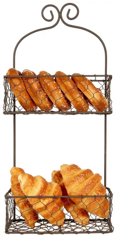 Drátěná závěsná polička se 2 košíky Filaire – 20x12x45 cm