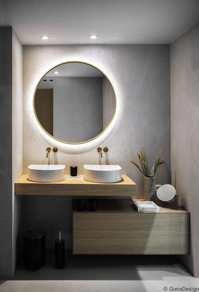 Zrcadlo Scandi Slim LED Gold Rozměr: Ø 140 cm