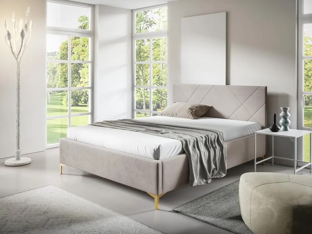 Eka Čalouněná postel SARAH+ 90x200 cm Barva látky Trinity: Hnědá (Trinity 2307), Úložný prostor: Bez úložného prostoru