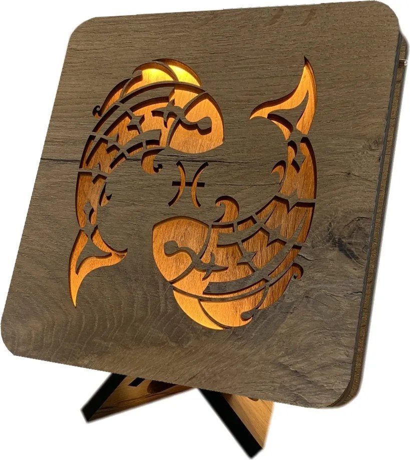 Li-Go Znamení "Ryby" lampa 19x19 cm provedení povrchu: dub světlý