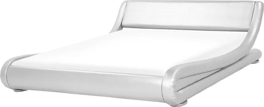 Vodní postel stříbrná 160 x 200 cm ekologická kůže AVIGNON