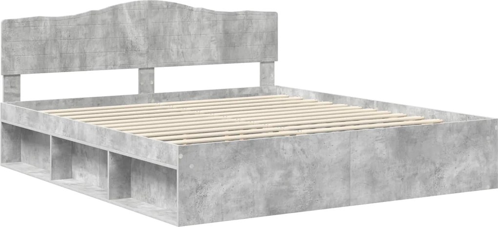 Rám postele s čelo Beton 180 x 200 cm Masivní borové dřevo 3412865