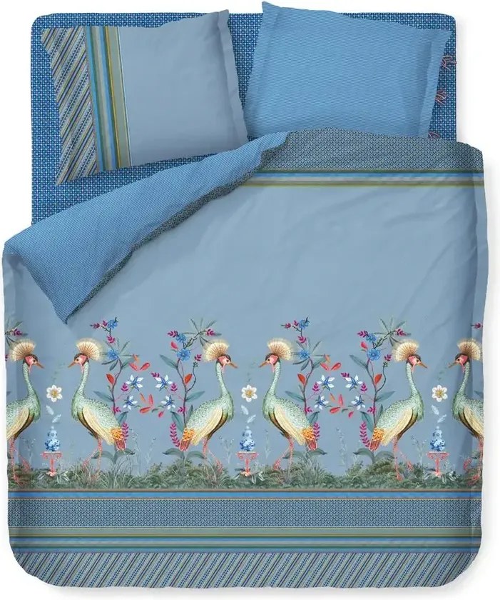 Pip Studio perkálové povlečení Flirting Birds Blue světle modré 200x200 + 2x 70x90 cm (Pip Studio perkálové povlečení na dvoulůžko)