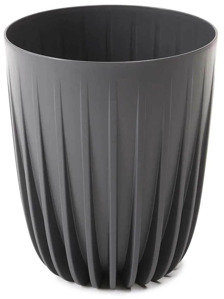 PLASTOVÝ KVĚTINÁČ STRIPPED ECO 23X19 CM ANTRACITOVÁ