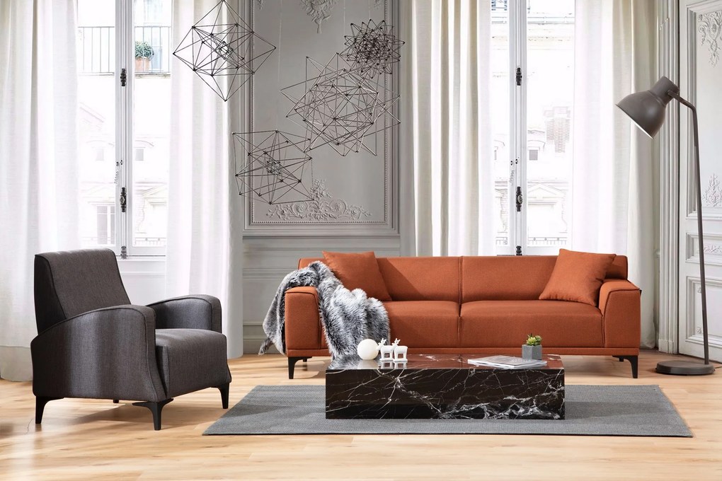 Hanah Home Třímístná pohovka PETRA oranžová 212 cm 560ARE1528