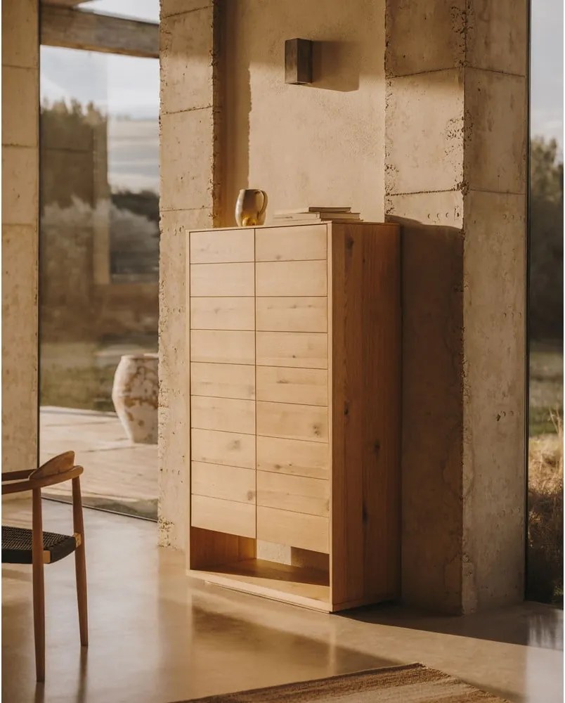 Skříňka v dekoru dubu v přírodní barvě 100x163,5 cm Alguema – Kave Home