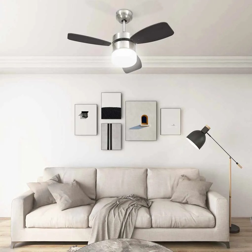 vidaXL Stropní ventilátor světlo a dálkový ovladač 76 cm světle hnědý [51493] Barva: tmavě hnědá