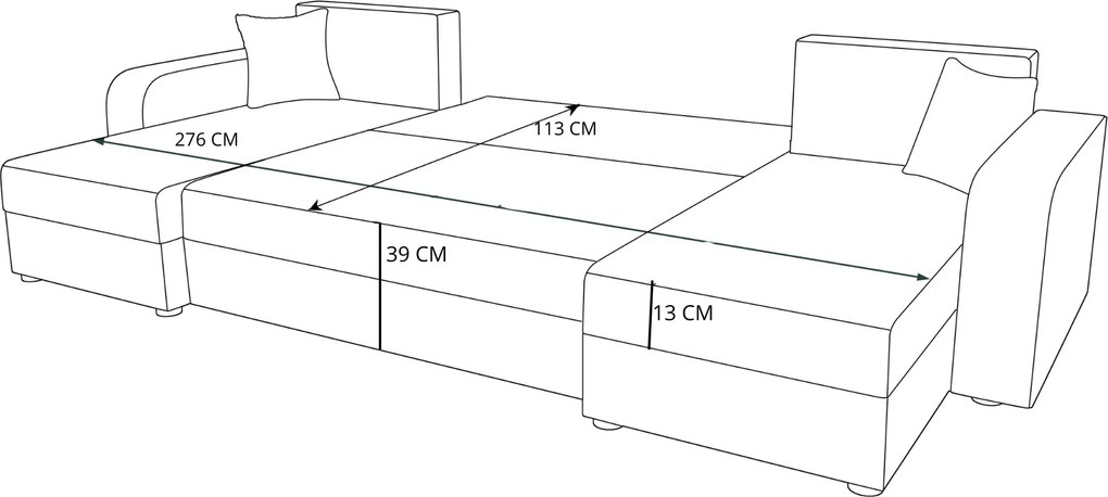 Rozkládací sedací souprava do U VALERIO 305x140 cm, světle šedá/béžová