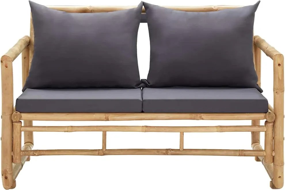 Zahradní lavice s poduškami 115 cm bambus 315597