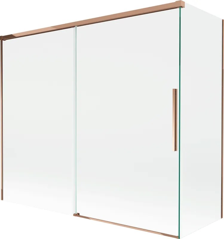 Mexen Rox, 2-křídlová posuvná vanová zástěna 180 + 80 x 150 cm, 8mm čiré sklo, růžové zlato profil, 8C9-180-080-60-00