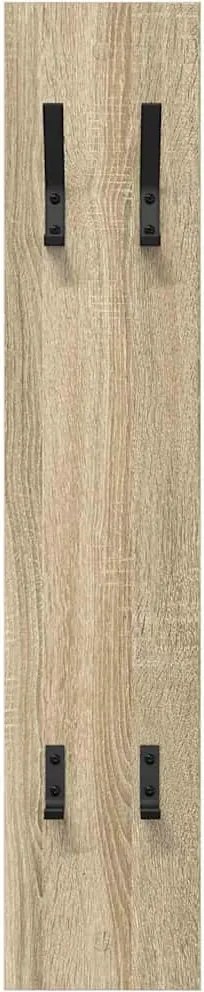 věšák, nástěnný, 1 prkno, háčky, kompozitní dřevo, 100x20x1,5 cm, dub sonoma, Dekorino TK20260016