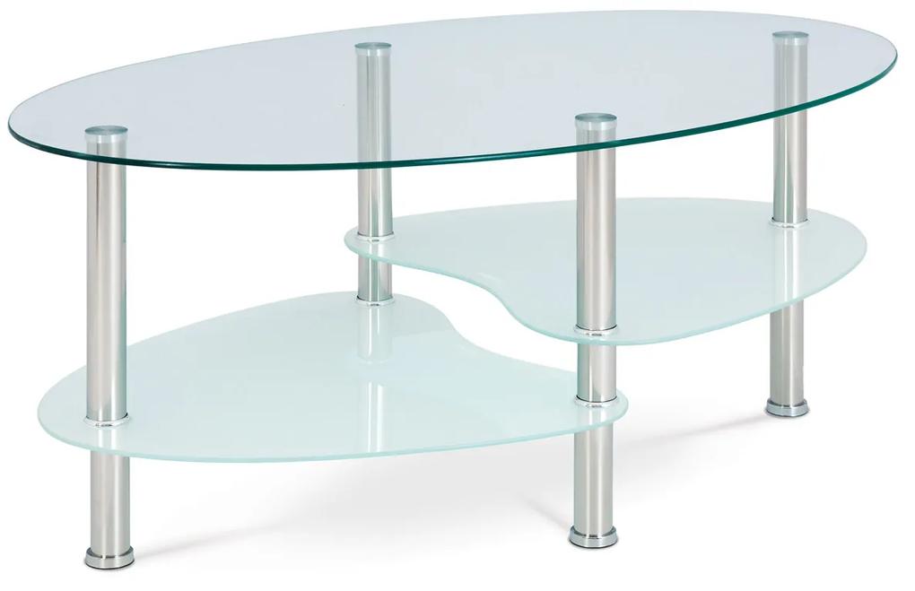 Konferenční stolek, čiré sklo / mléčné sklo / leštěný nerez - GCT-301 MIL1