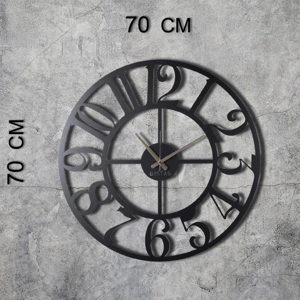 Wallexpert Dekorativní kovové nástěnné hodiny Circle XL, Černá