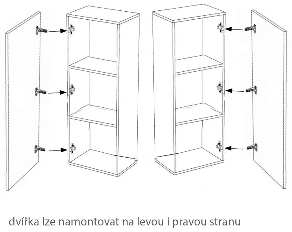 CALABRINI c | závěsná skříňka Pion | 45 cm | černá lesk