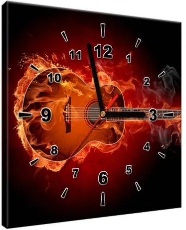 Tištěný obraz s hodinami Hořící kytara 30x30cm ZP1168A_1AI