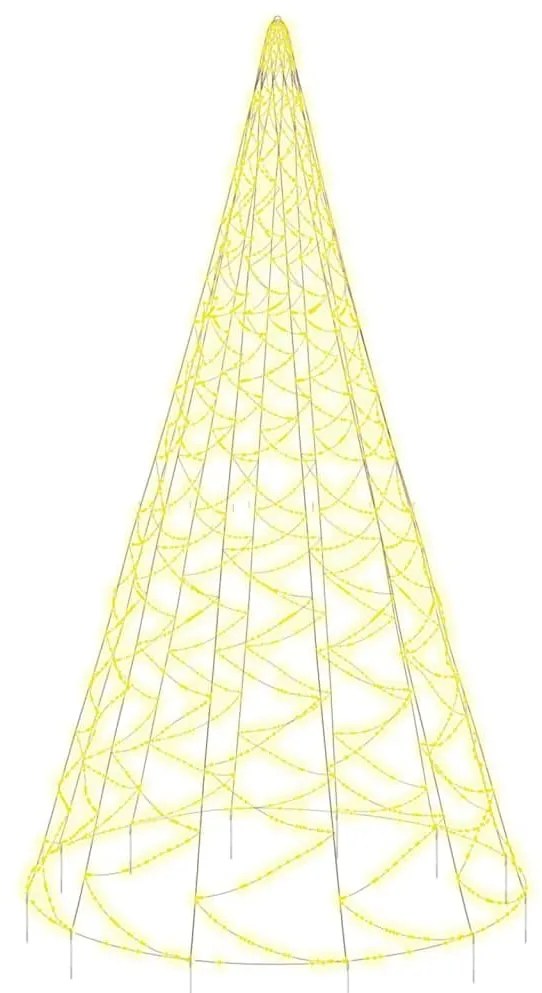 343546 vidaXL Vánoční stromek na stožár 3 000 teple bílých LED diod 800 cm