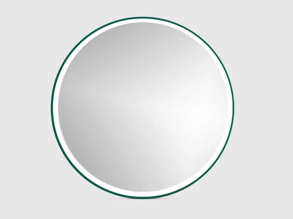 In-Design Zrcadlo RoundLine premium - zelený matný rám, s LED osvětlením Vypínač: Bez vypínače, Průměr zrcadla (mm): 800