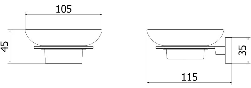 Mexen Arno, skleněná miska na mýdlo, grafitová, 7020739-66