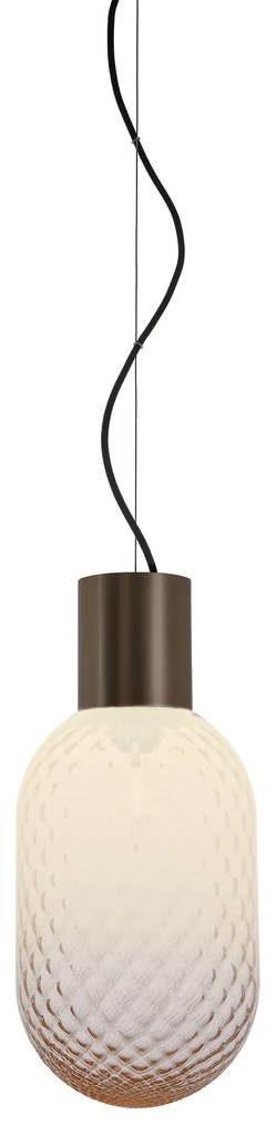 Il Fanale Bloom, závěsné svítidlo z mosazi a kouřového bronzového skla, 1x15W LED E27, průměr 20,8cm